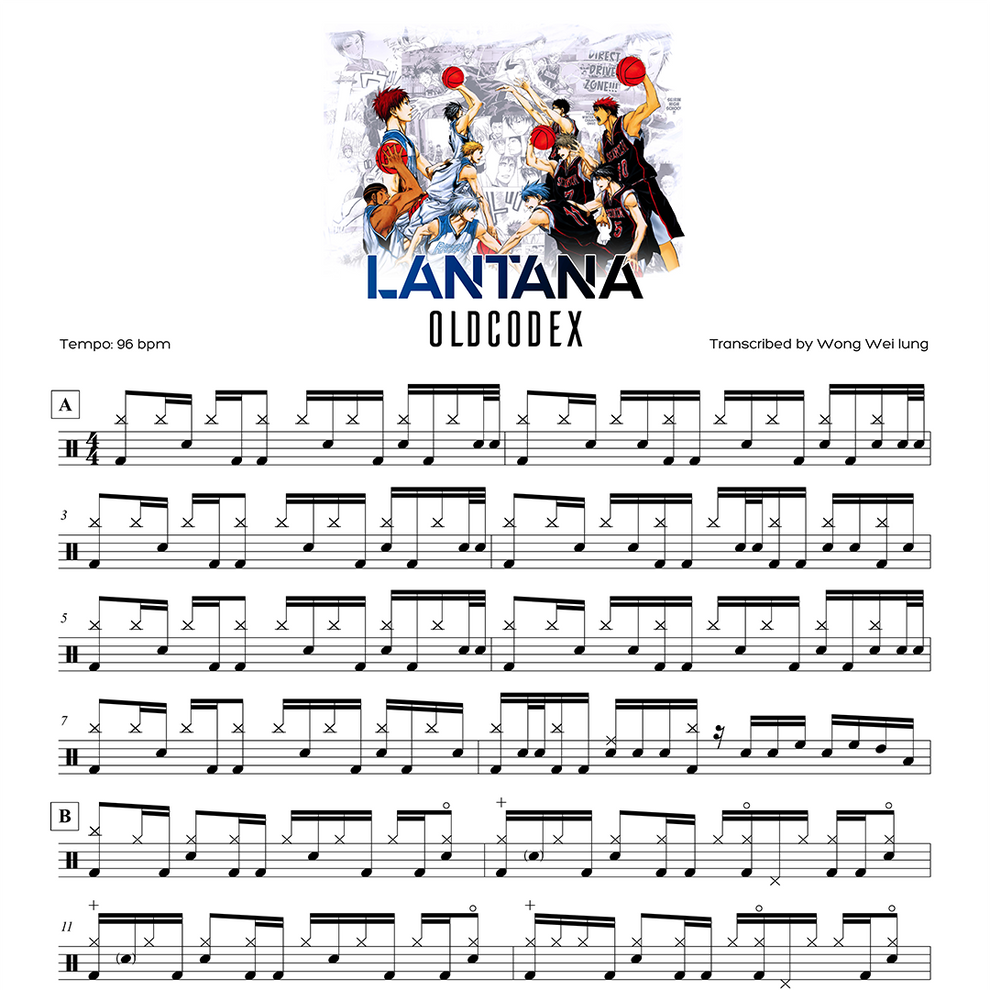Lantana Oldcodex Drum Sheet Music Score Transcription – Art of Drumming HQ